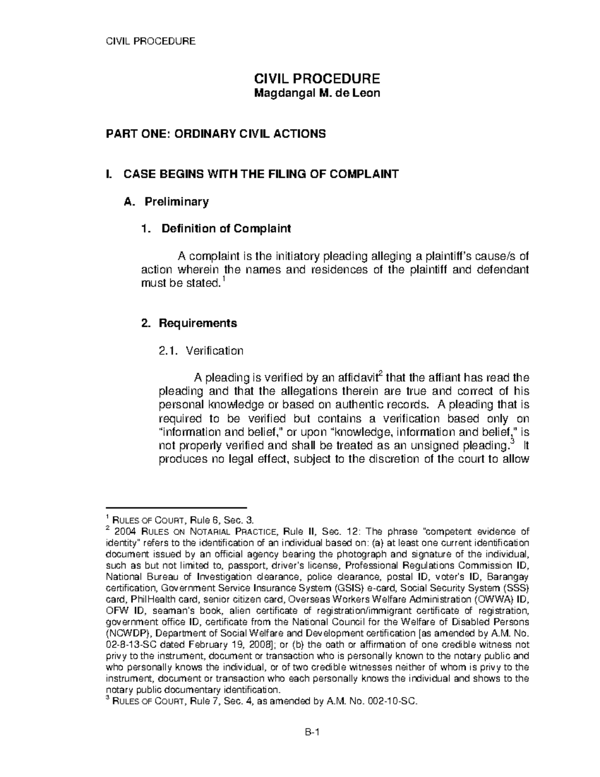 BB Civil Procedure Reviewer - CIVIL PROCEDURE Magdangal M. de Leon PART ...