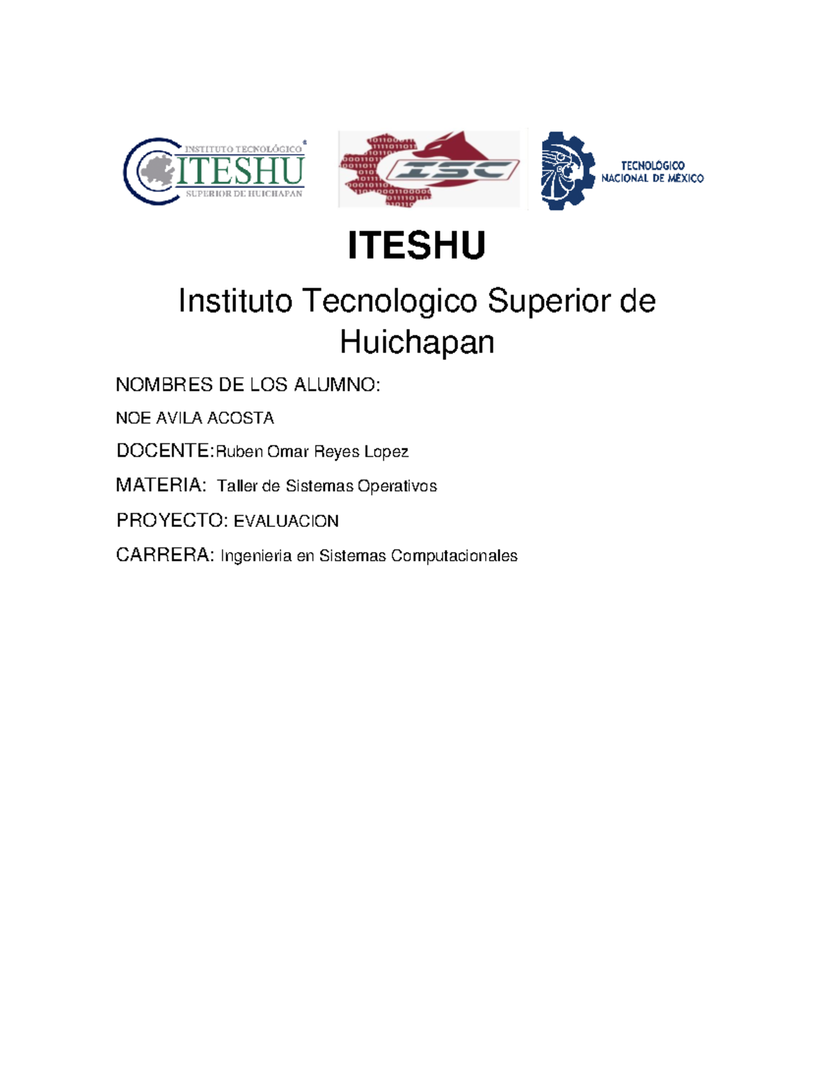 Practica Apache - ITESHU Instituto Tecnologico Superior de Huichapan ...