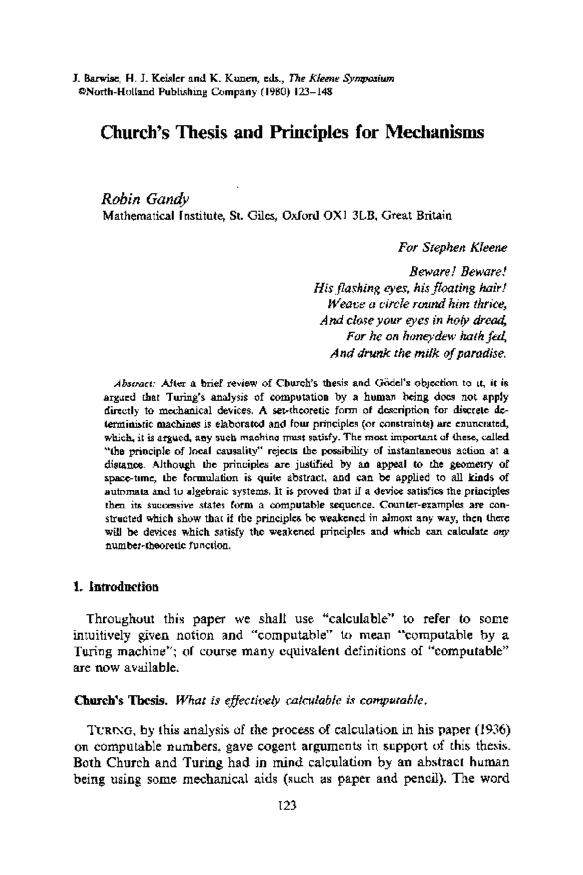 Gandy - 1980 - Church’s Thesis and Principles for Mechanisms - J ...