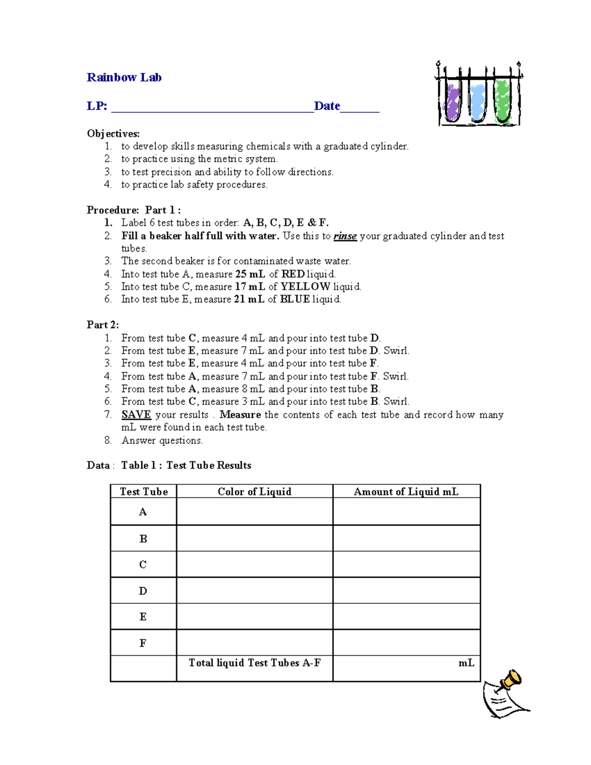 Rainbow - volume - Rainbow Lab LP: _________________________Date ...