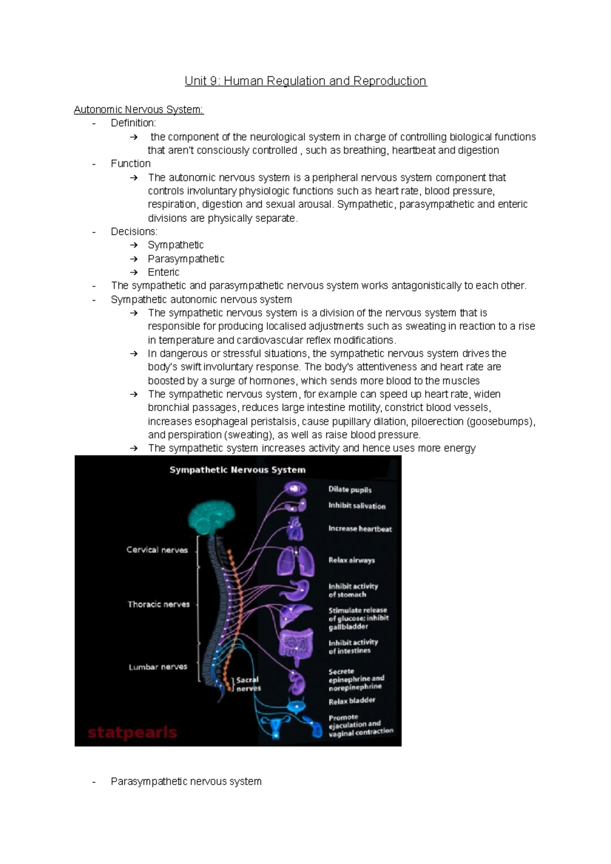 Unit 9 Human Regulation and Reproduction - Unit 9: Human Regulation and ...