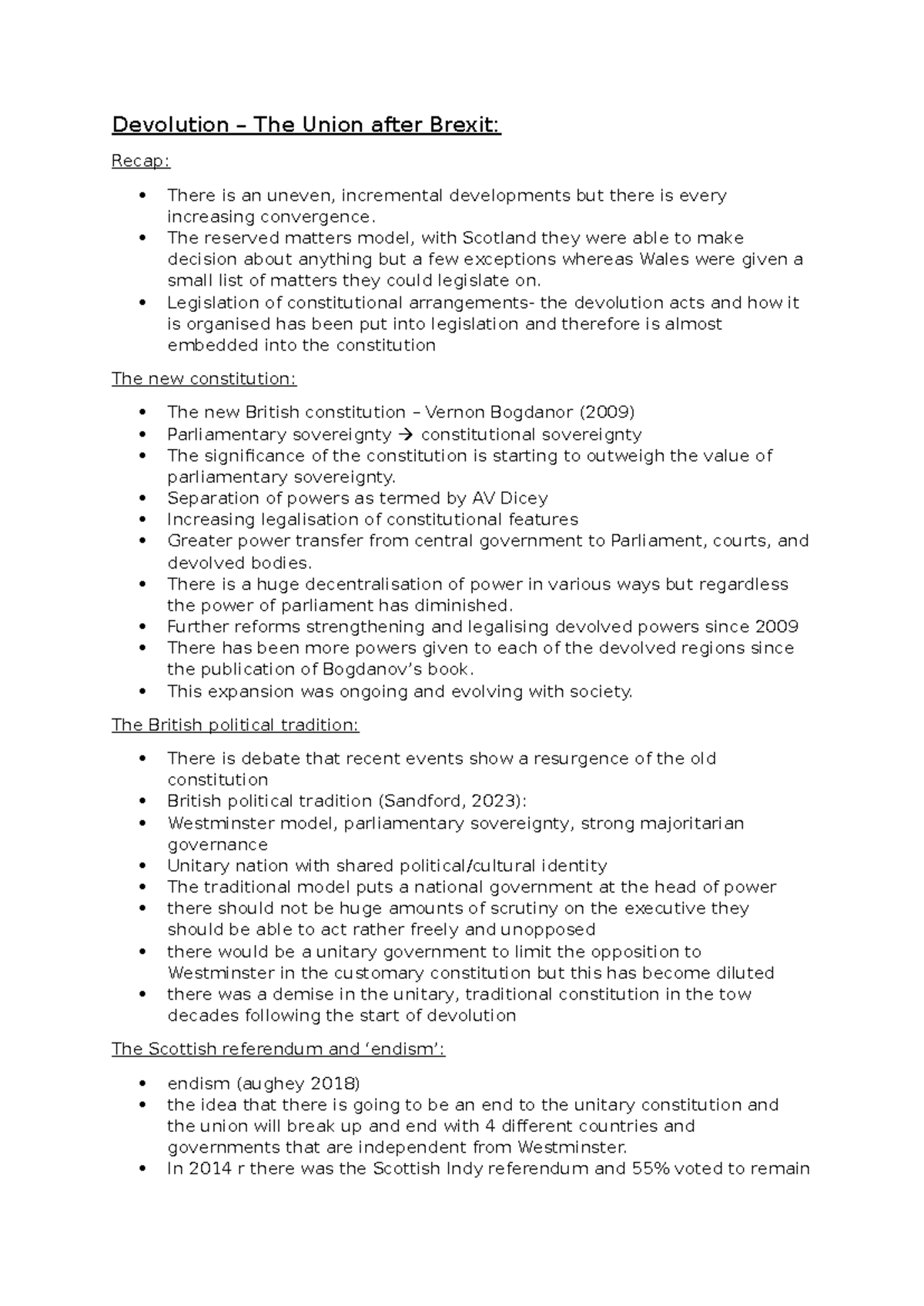 Lecture 4- Devolution- the union after brexit - Devolution – The Union after Brexit: Recap ...