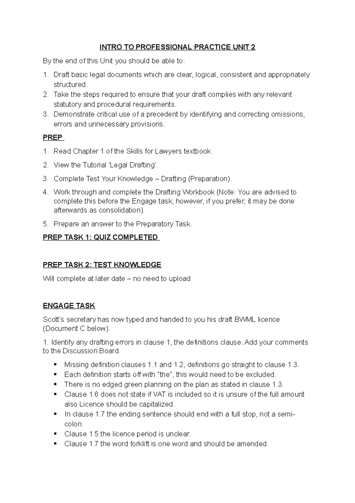 IPP UNIT 2 - Workshop - INTRO TO PROFESSIONAL PRACTICE UNIT 2 By the ...