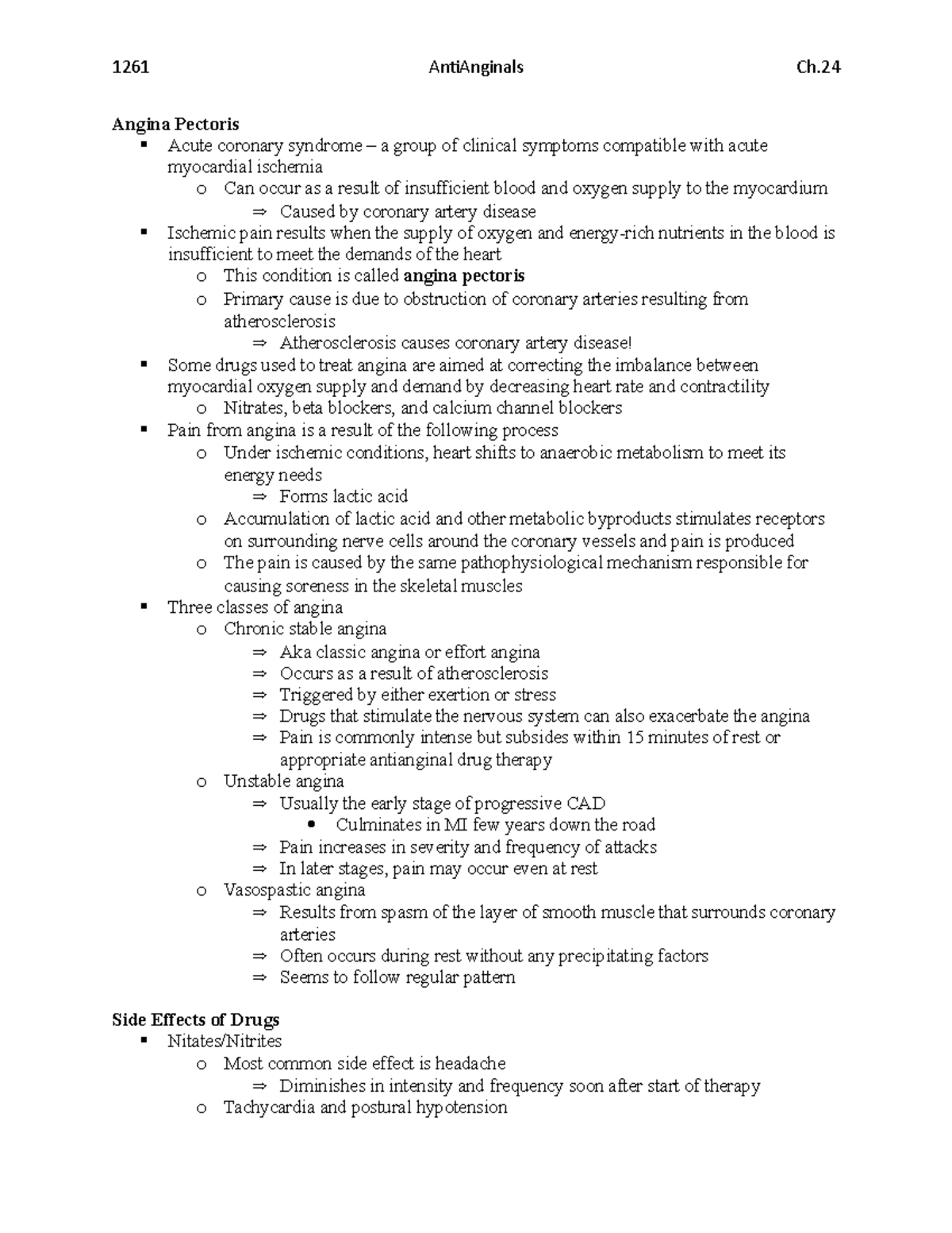 Angina Pectoris - Pharmacology - Angina Pectoris Acute coronary ...