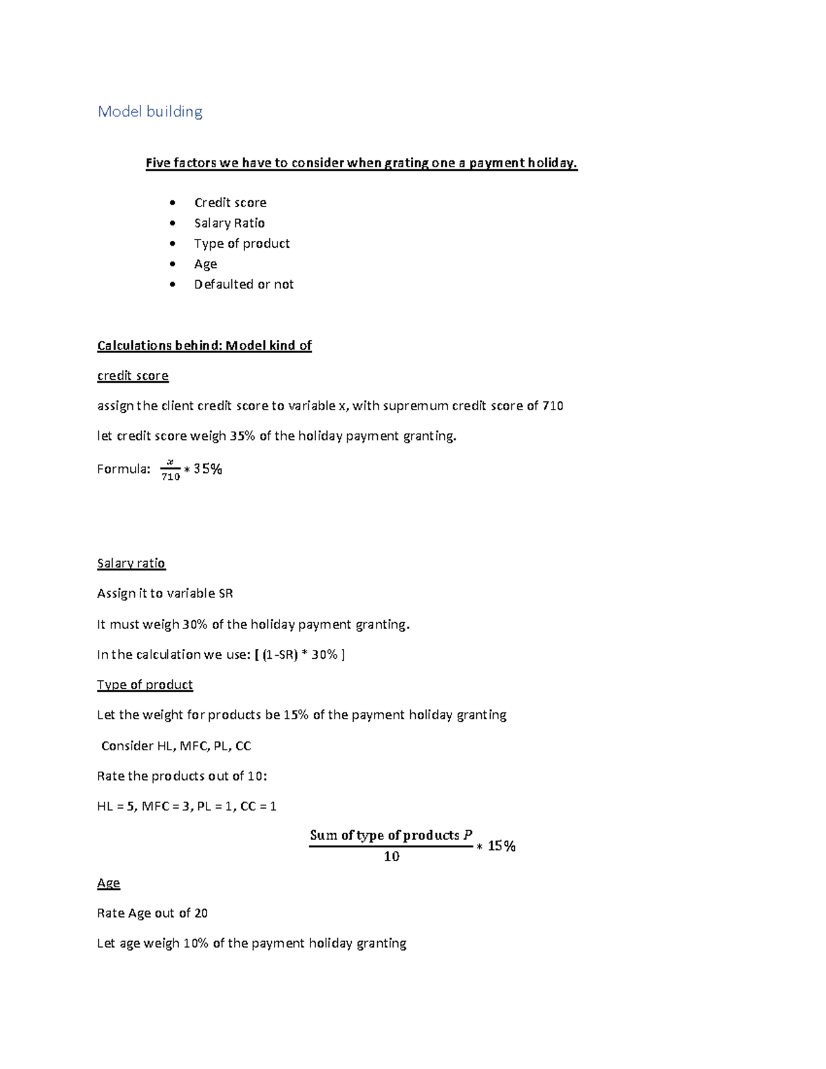 Task 3. (Rough Doc) Model building draft - Model building Five factors ...