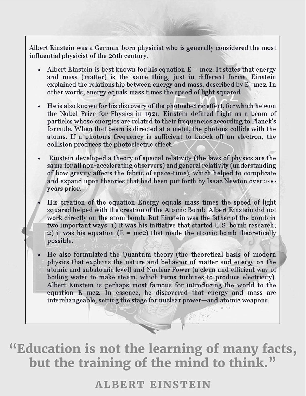 Einstein Achievements in History of Science and Technology - Albert ...