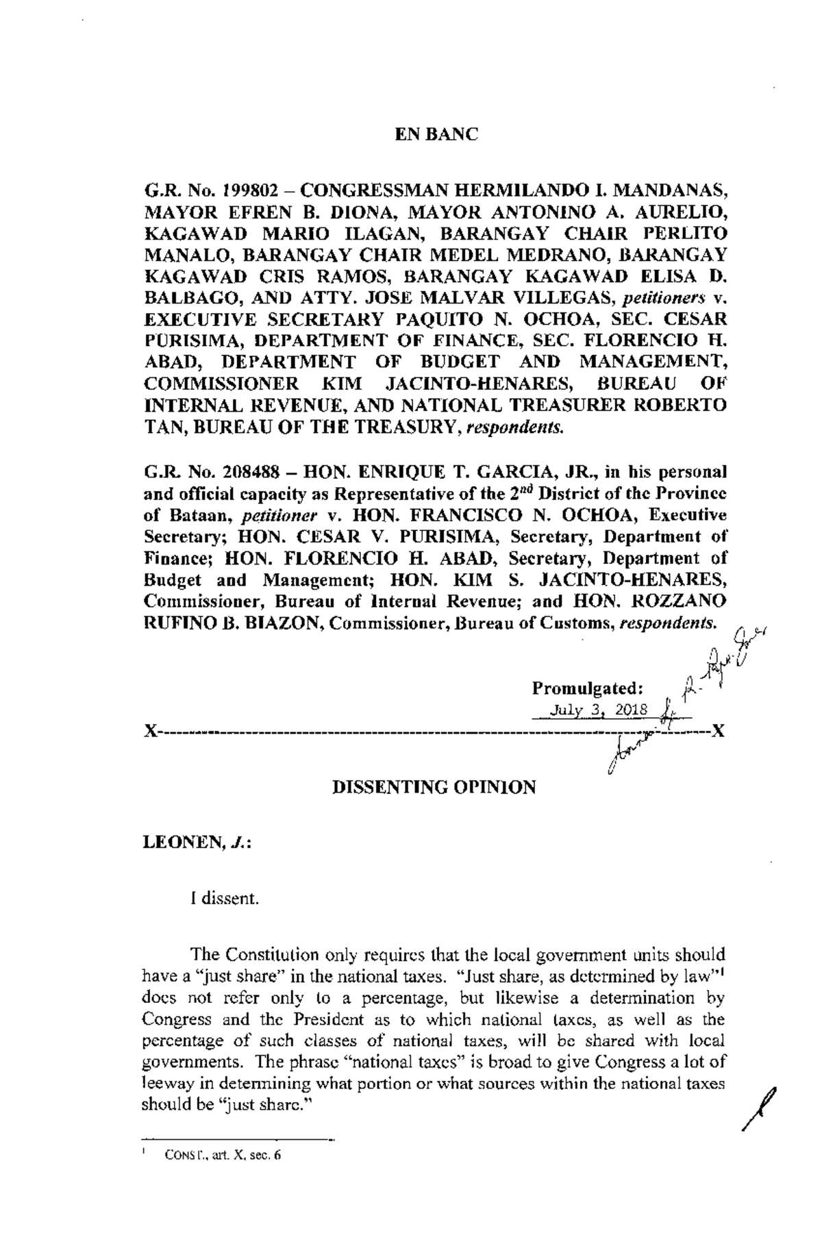 Gr 199802 leonen - Mandanas v ochoa supreme court - EN BANC G. No ...