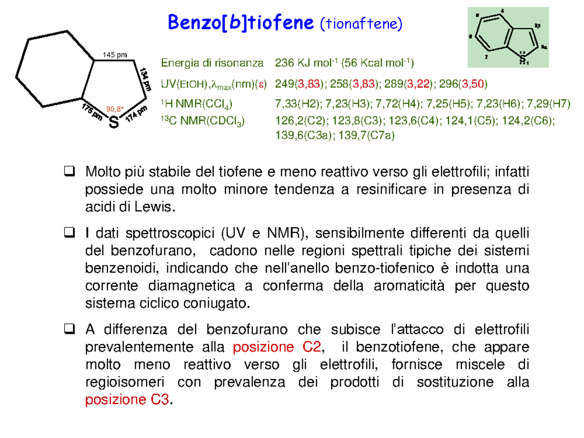 7. Benzotiofene [Prof. Giordano Lesma] - Benzo[b]tiofene (tionaftene ...