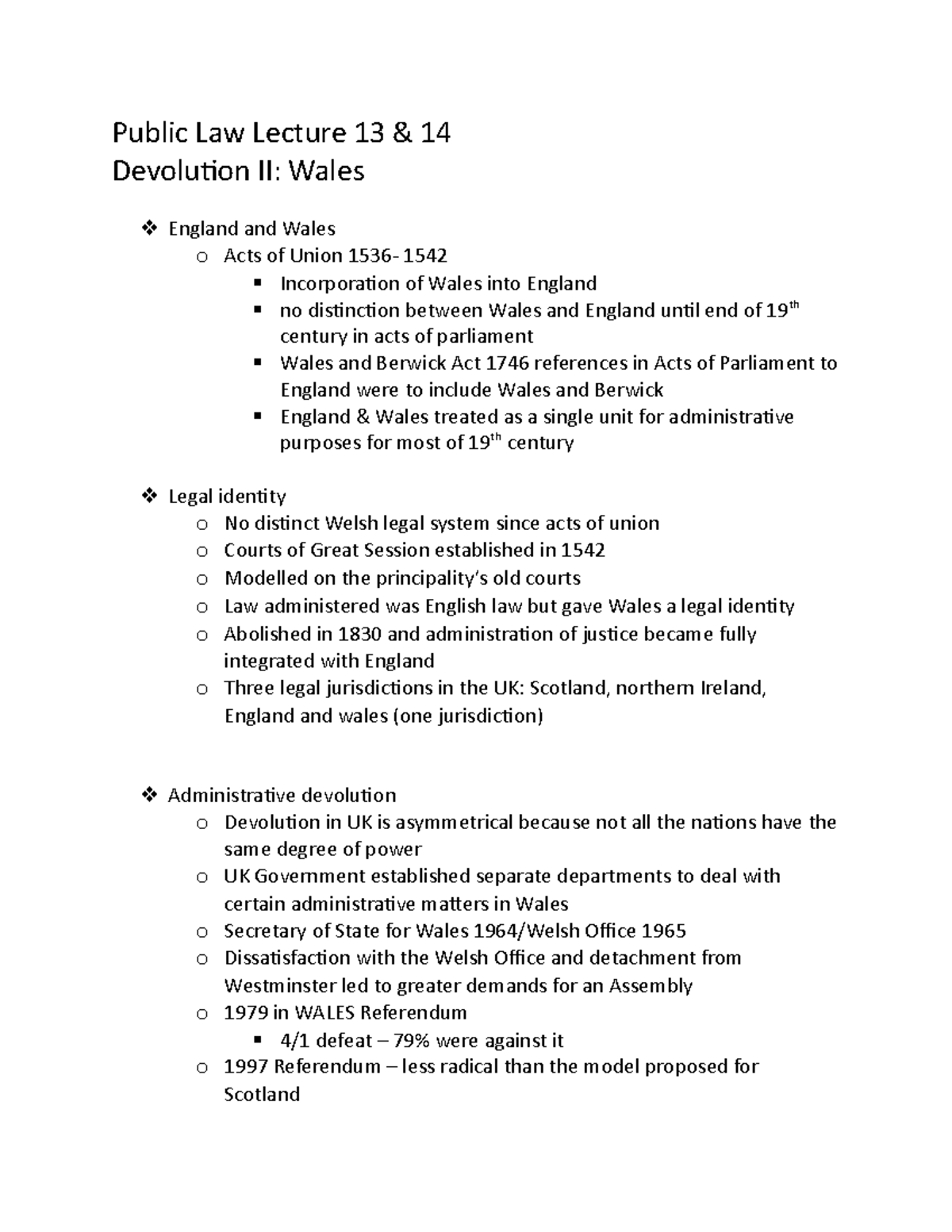 Public Law Lecture 13 & 14 - Public Law Lecture 13 14 Devolution II ...