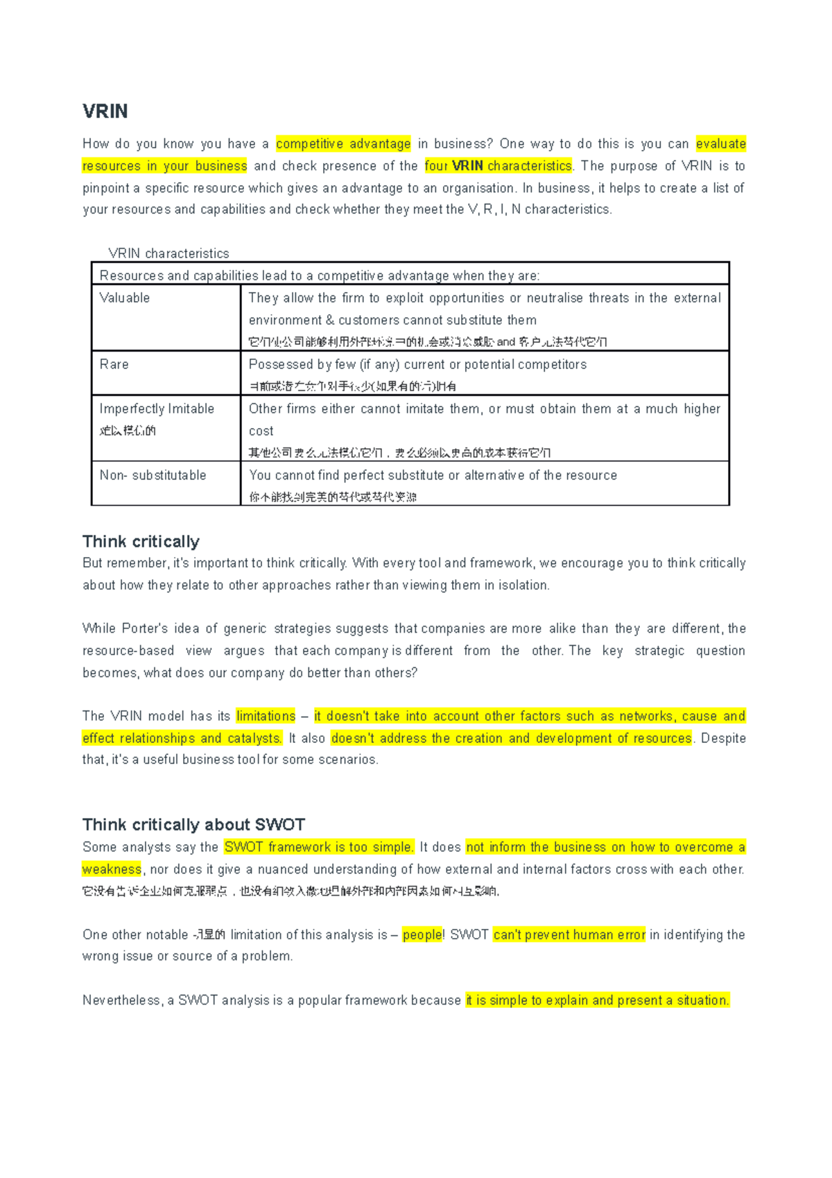 VRIN - VRIN explanation - VRIN How do you know you have a competitive ...