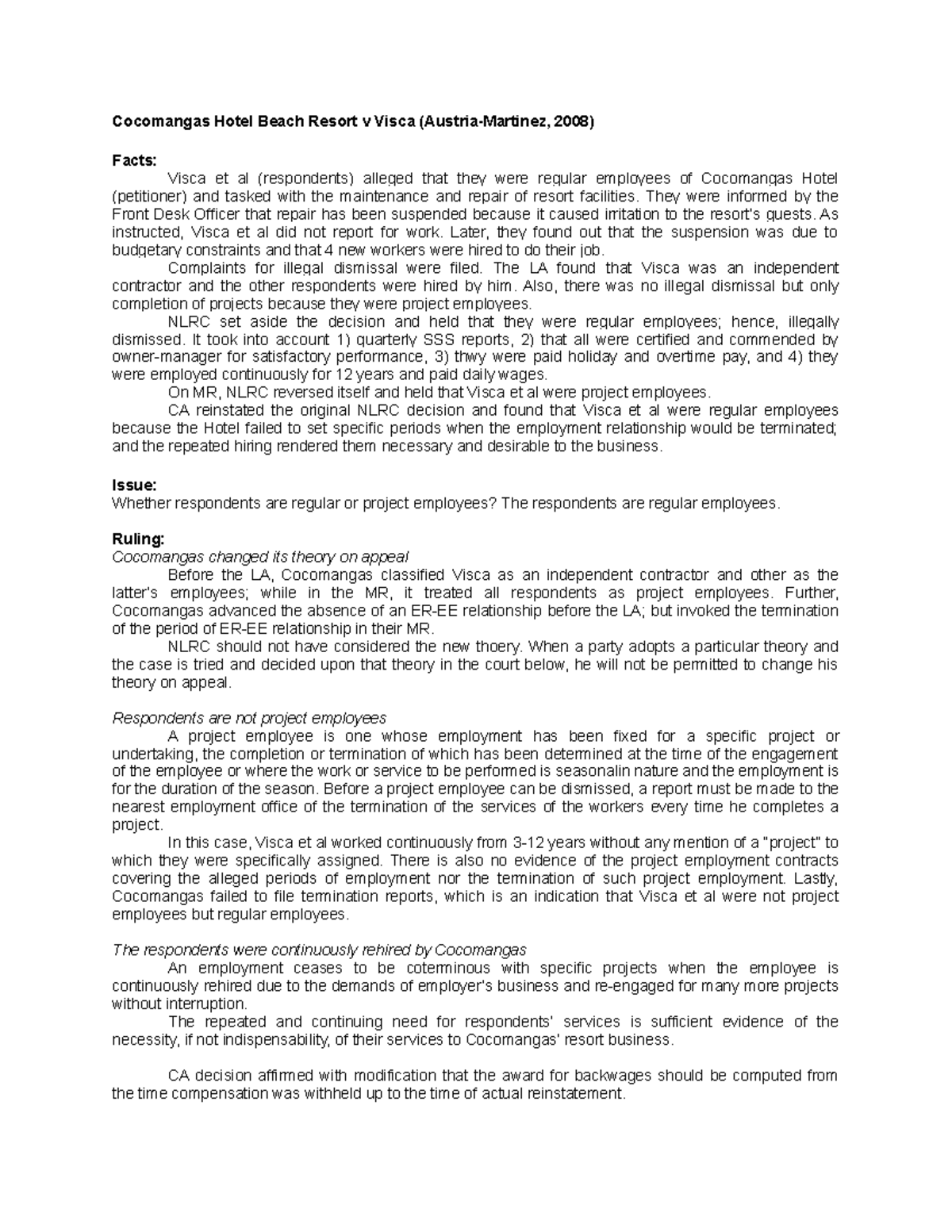 3222012 24 212791776 Cocomangas v Visca docx - Cocomangas Hotel Beach ...