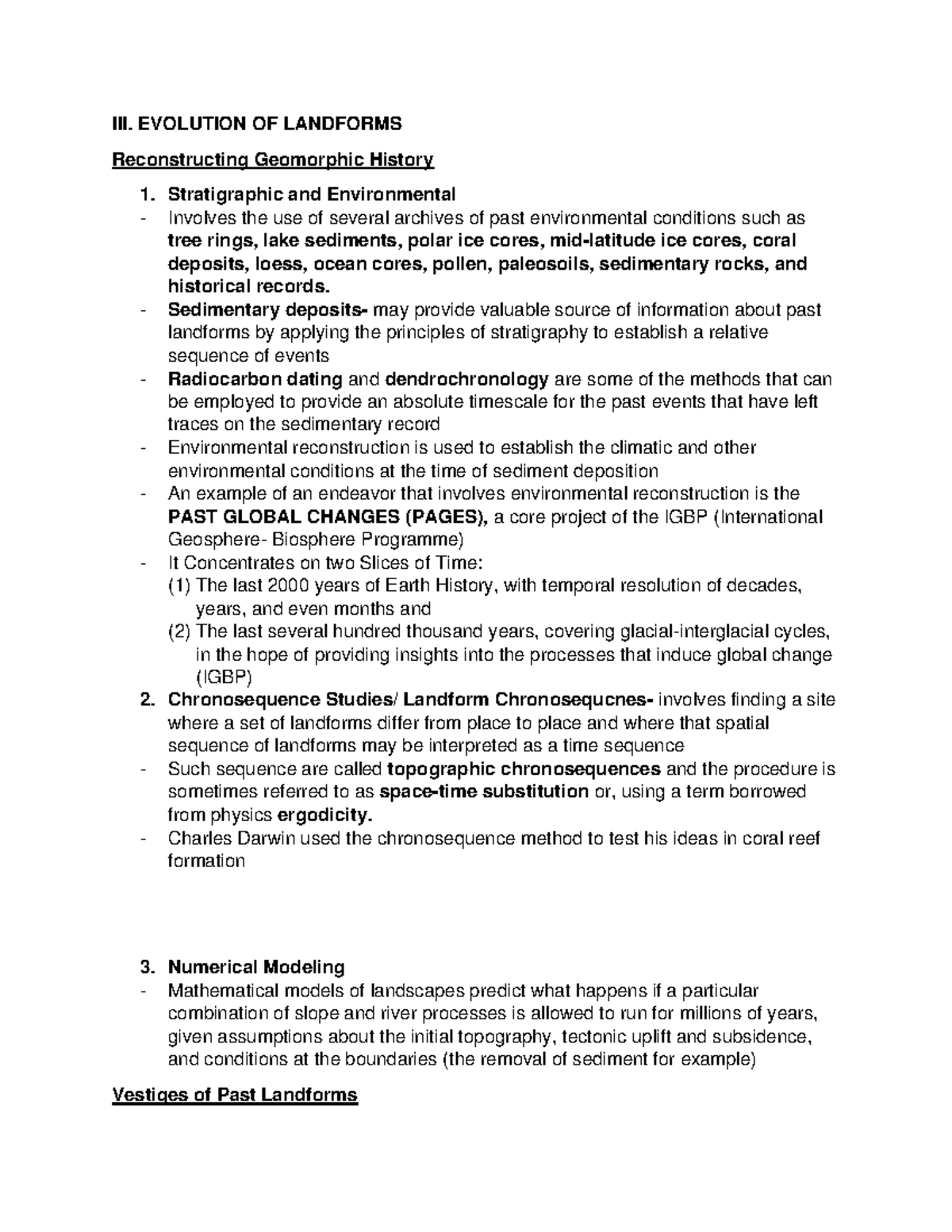 Evolution OF Landforms - III. EVOLUTION OF LANDFORMS Reconstructing ...