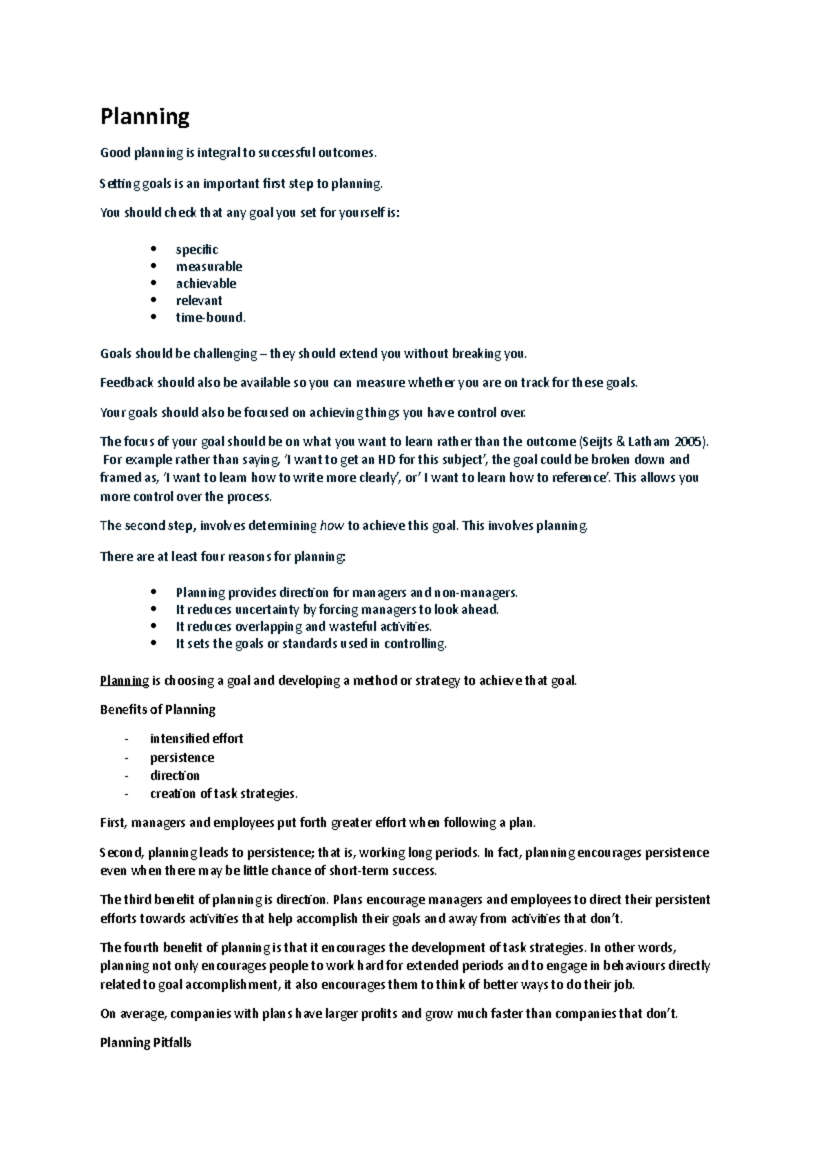 Planning - Planning Good planning is integral to successful outcomes ...