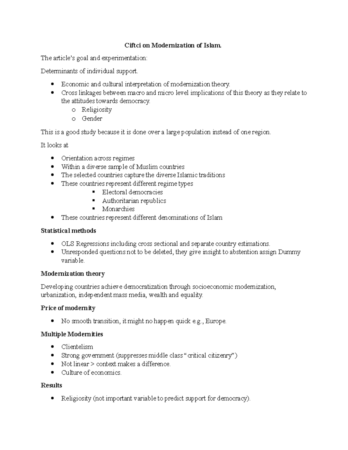 Lecture notes 10 - Cifti on "Modernization of ISLAM" Professor: Luca ...