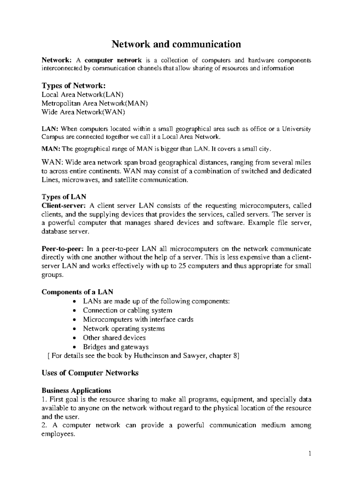 Network and Internet - Network and communication Network: A computer ...