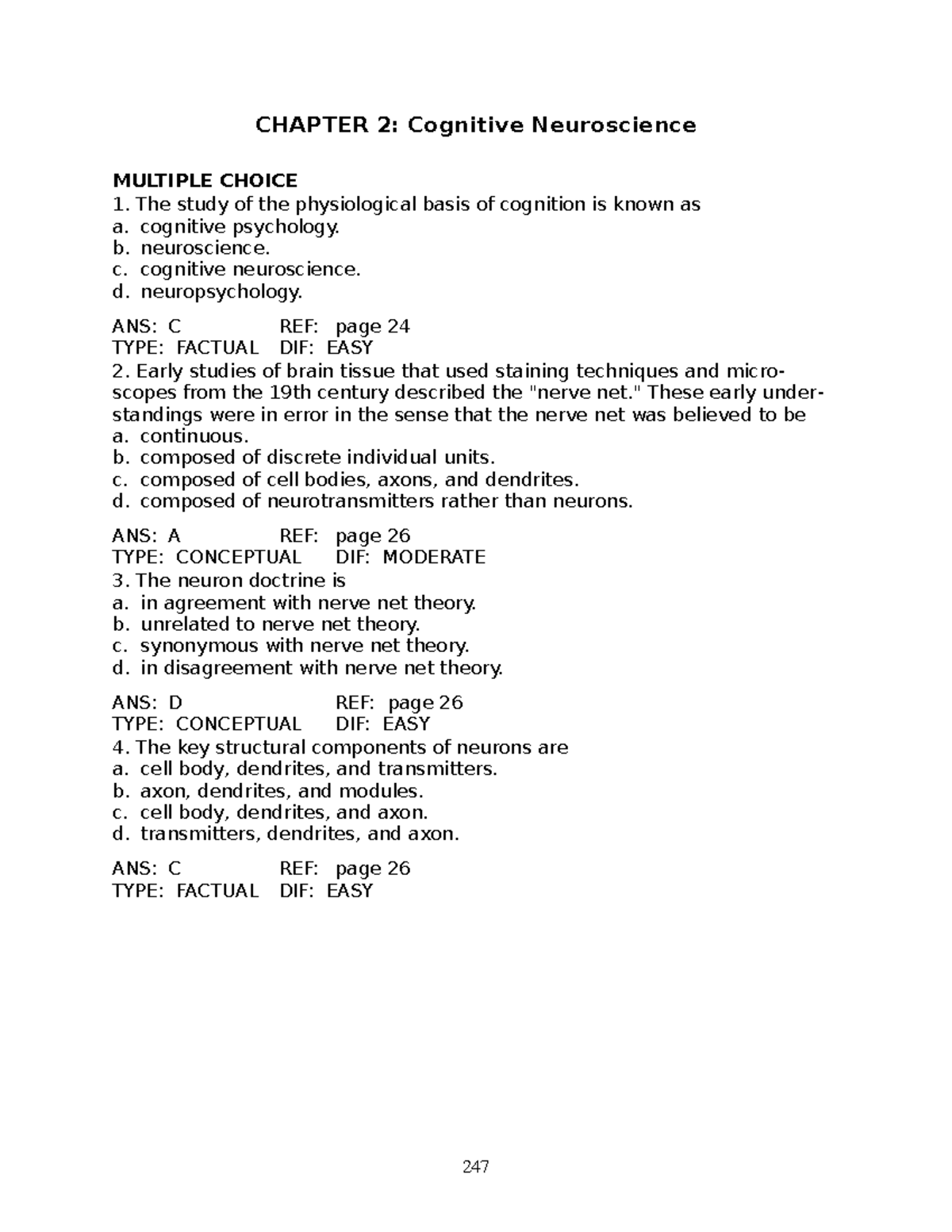 Exam 2019, questions and answers - CHAPTER 2: Cognitive Neuroscience ...