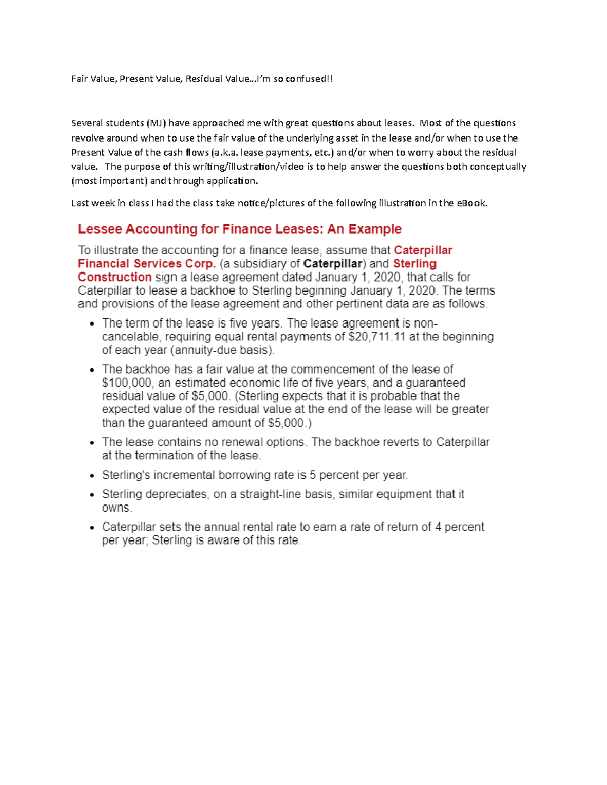 Fair Value Present Value Residual Value Im so confused - Fair Value, Present Value, Residual ...