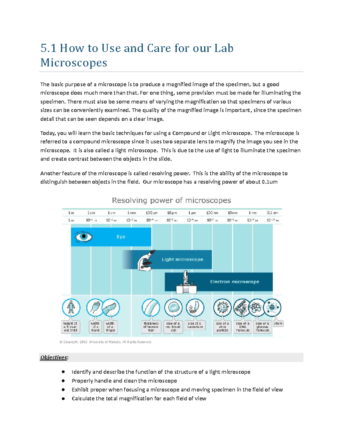 BIOL 15 Lab 5.1 Microscopes - 5 How to Use and Care for our Lab ...