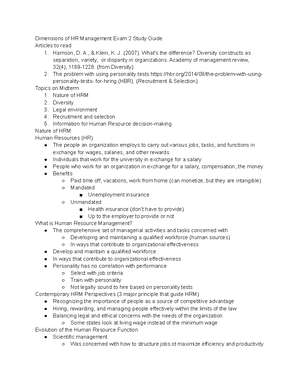 Dimensions of HR Management Exam 2 - Safety, Health and well being • 3 ...