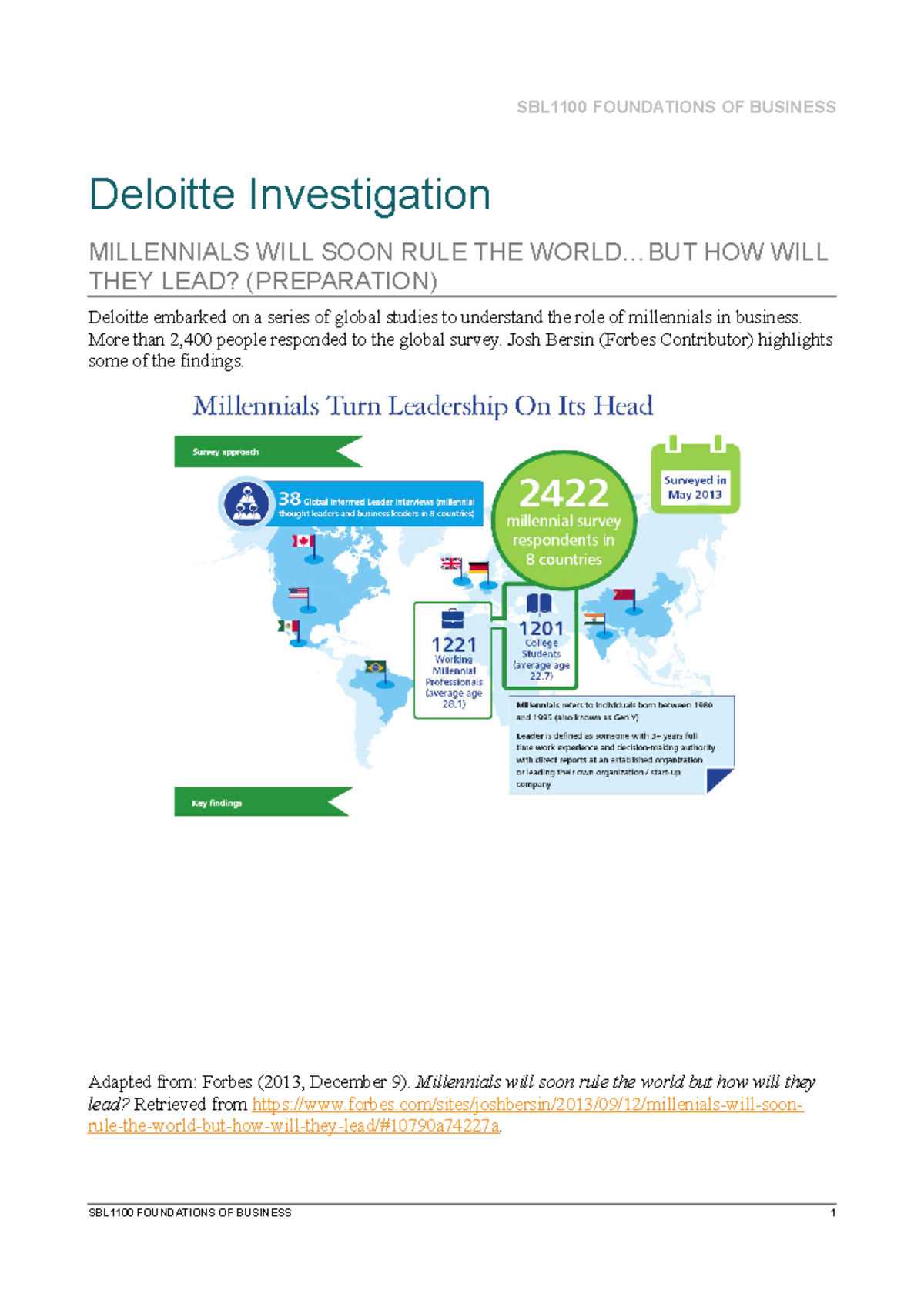 Deloitte investigation preparation 2 - Deloitte Investigation MILLENNIALS WILL SOON RULE THE ...