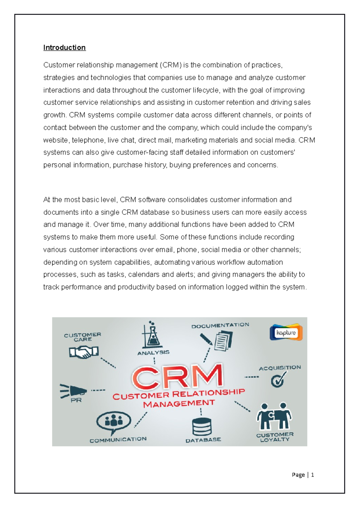 Introduction - assignment - Introduction Customer relationship ...