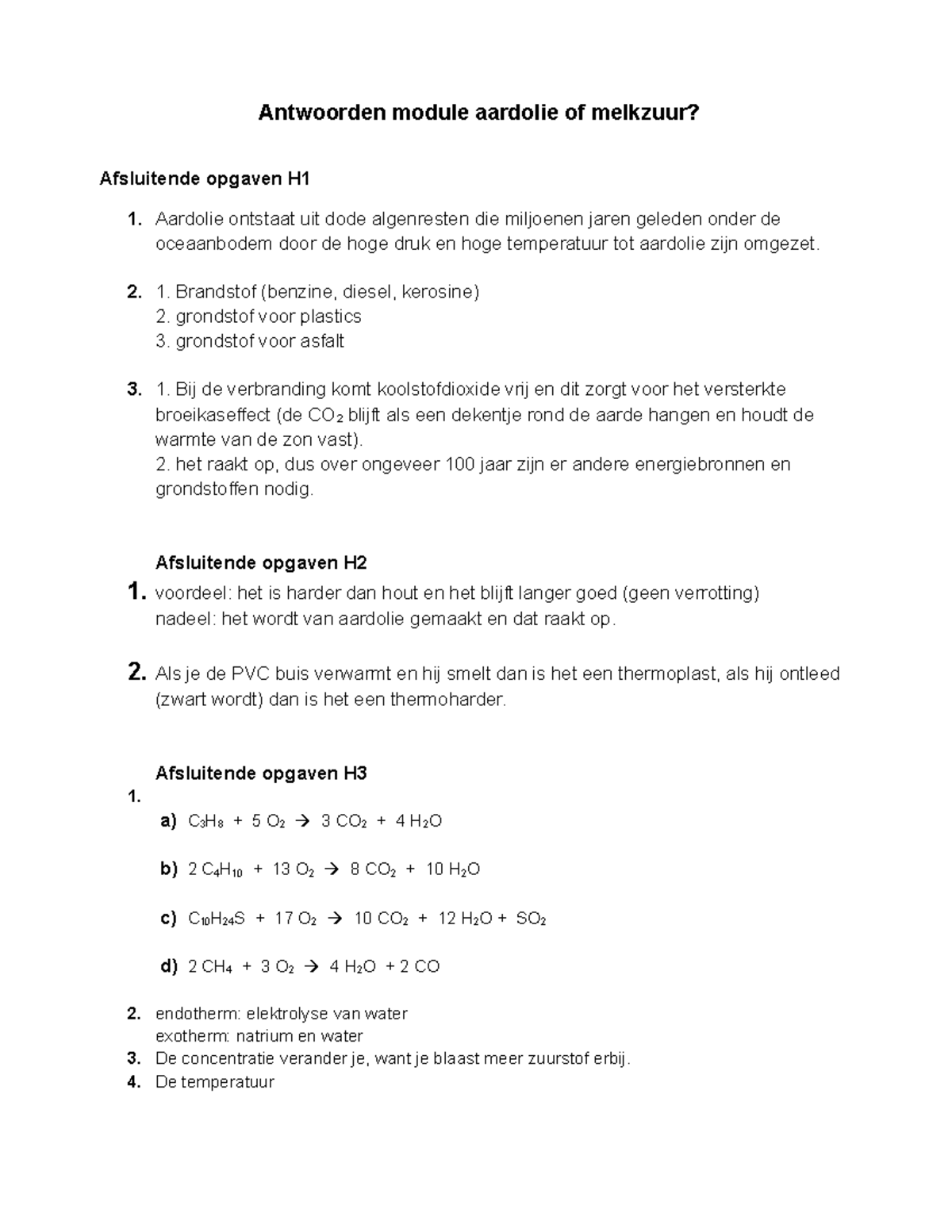 Antwoorden Module aardolie of melkzuur - Antwoorden module aardolie of ...