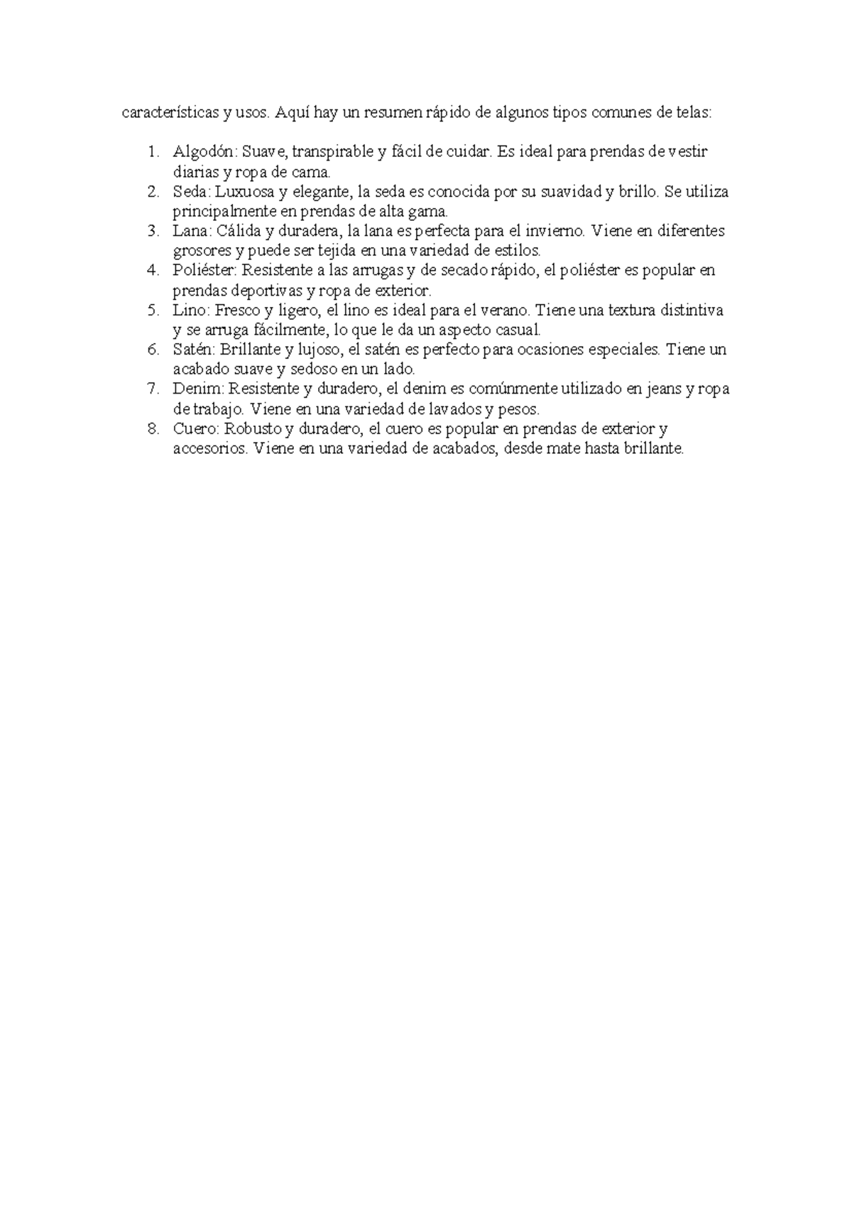 Telas - características y usos. Aquí hay un resumen rápido de algunos ...