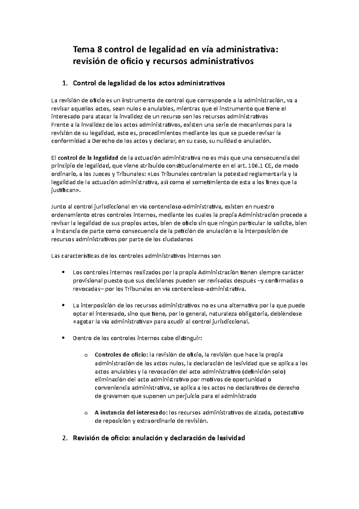 Tema 8 control de legalidad en vía administrativa - Control de ...