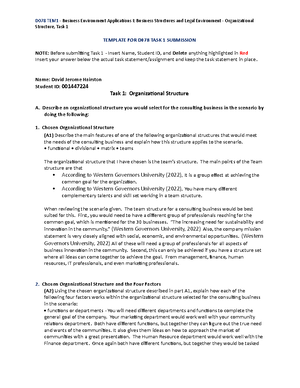 D078 Task 1 Template - D078 TEM1 - Business Environment Applications I ...