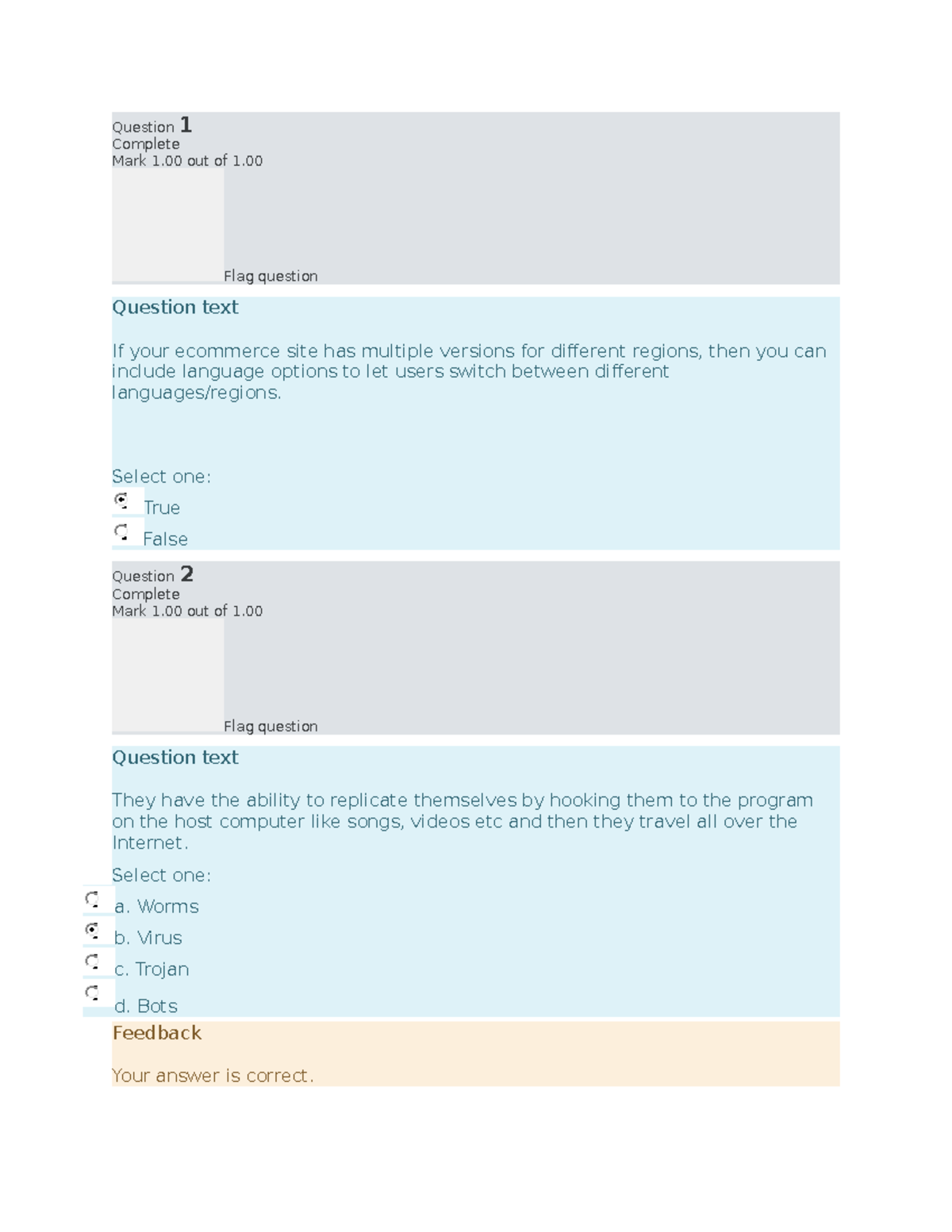 Final 2020, questions and answers - Question 1 Complete Mark 1 out of 1 ...