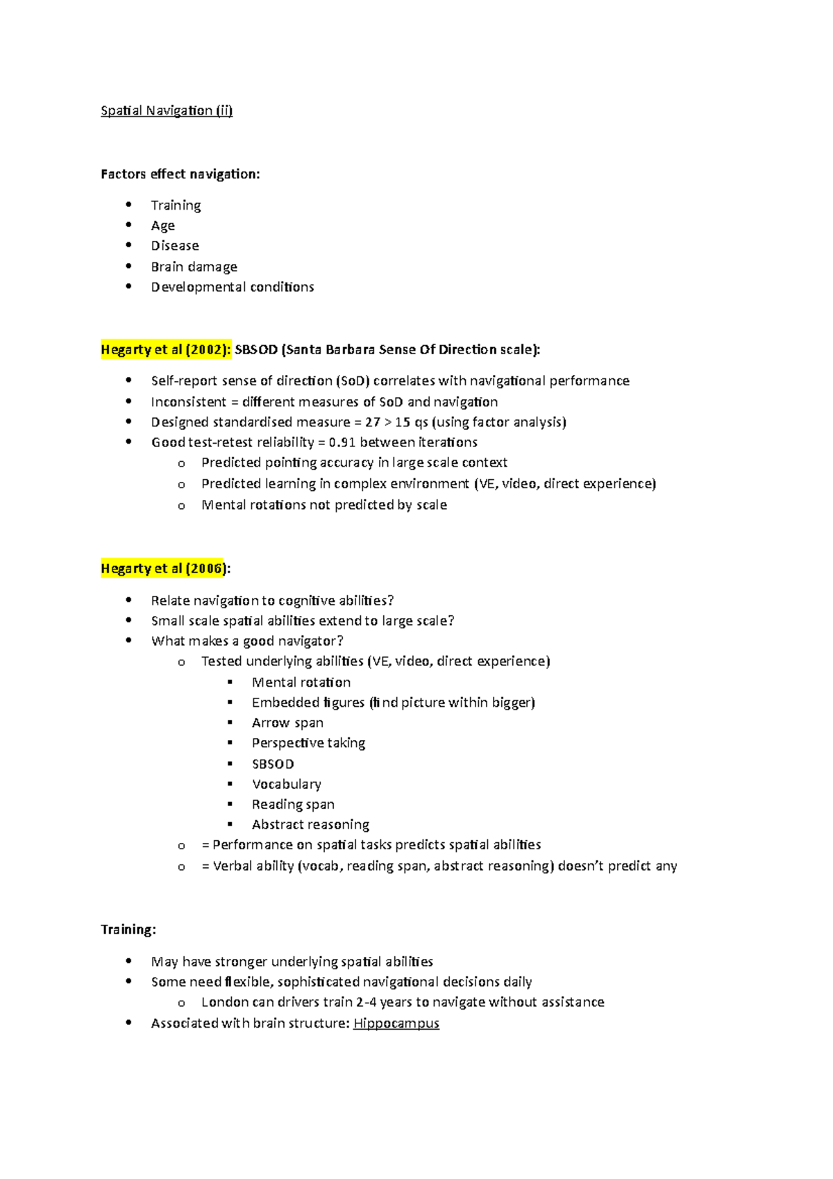Spatial Navigation (ii) - Spatial Navigation (ii) Factors effect ...