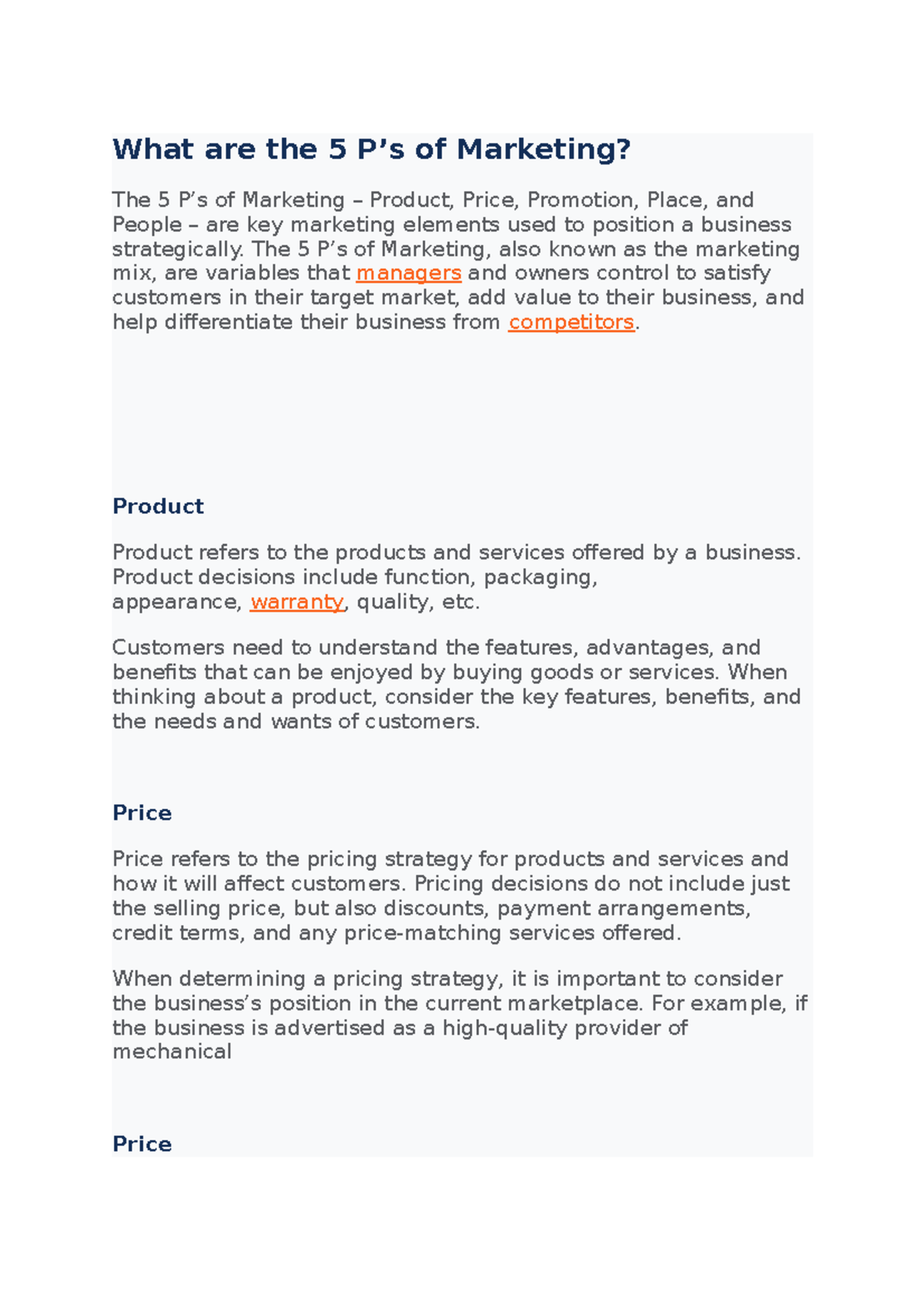 4p exceptThe 5 P’s of Marketing – Product, Price, Promotion, Place, and ...