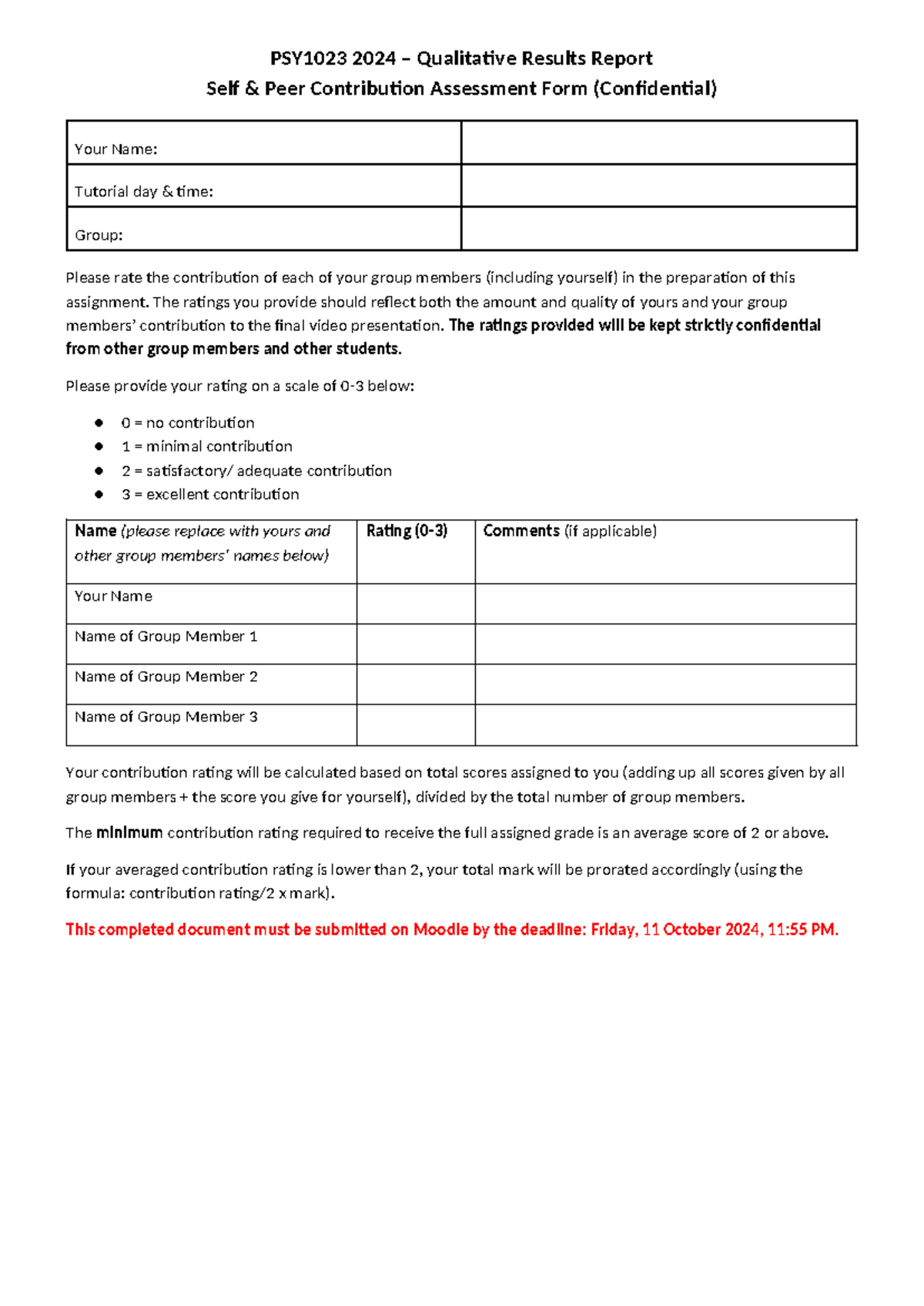 PSY1023 2024 – Qualitative Results Report Group Contribution Form ...