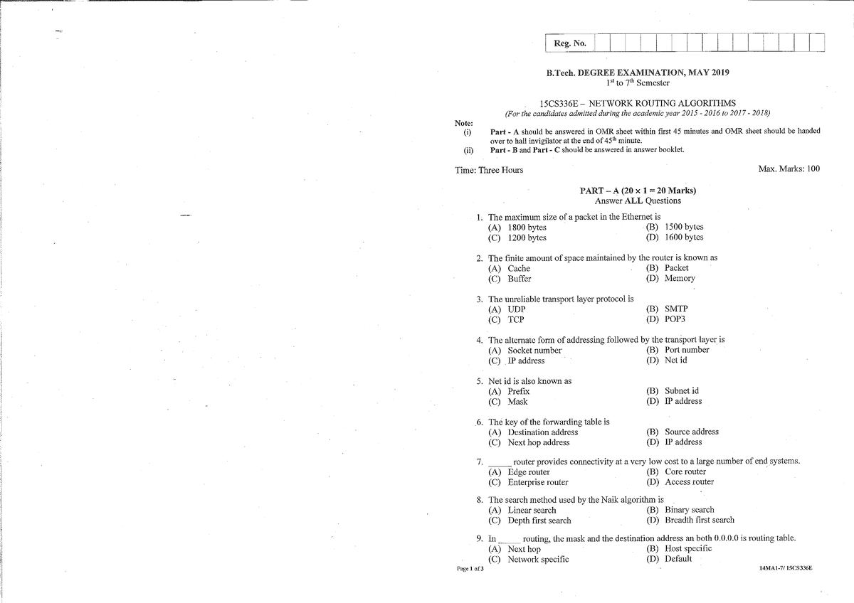End sem 1 - semester paper - I Reg. No. = I I I CD B. DEGREE ...