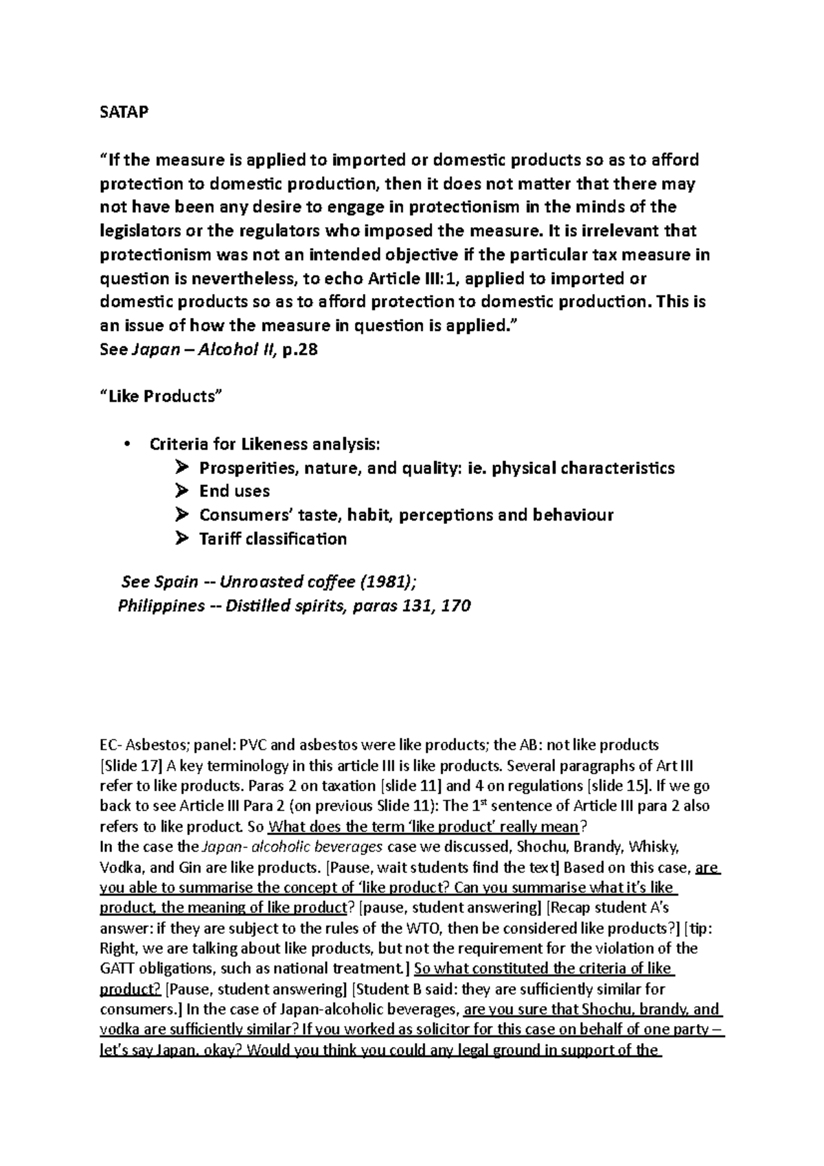 Satap - SATAP “If the measure is applied to imported or domestic ...