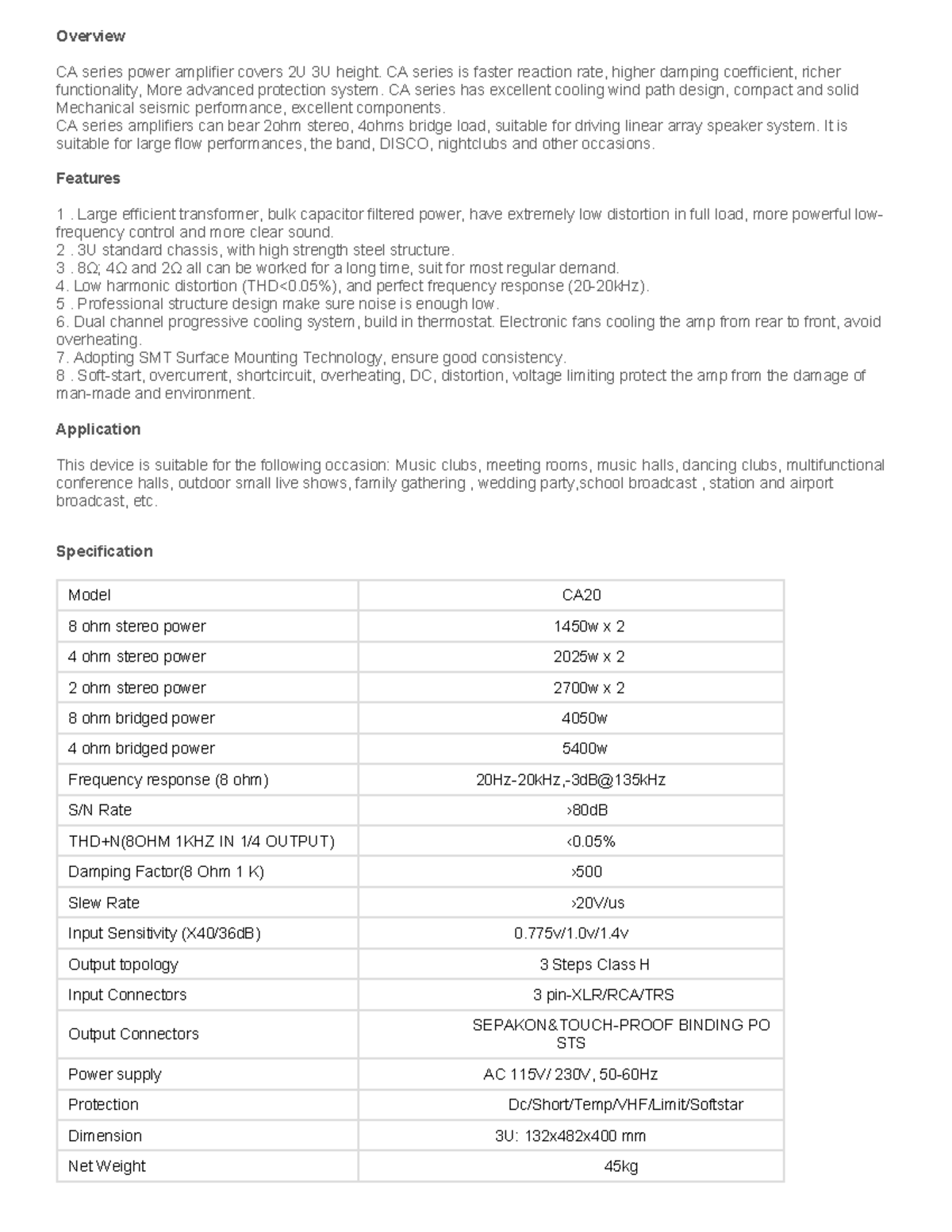 Crell CA20 copy - Overview CA series power amplifier covers 2U 3U ...