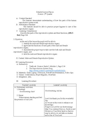 A Detailed Lesson PLAN IN English Paragraph - A DETAILED LESSON PLAN IN ...