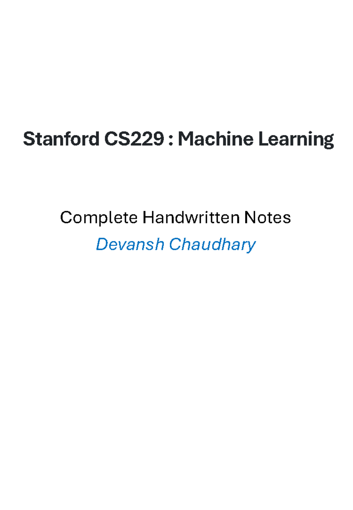 Ml stanford - It is ML notes. - G400 - Stanford CS229 : Machine ...