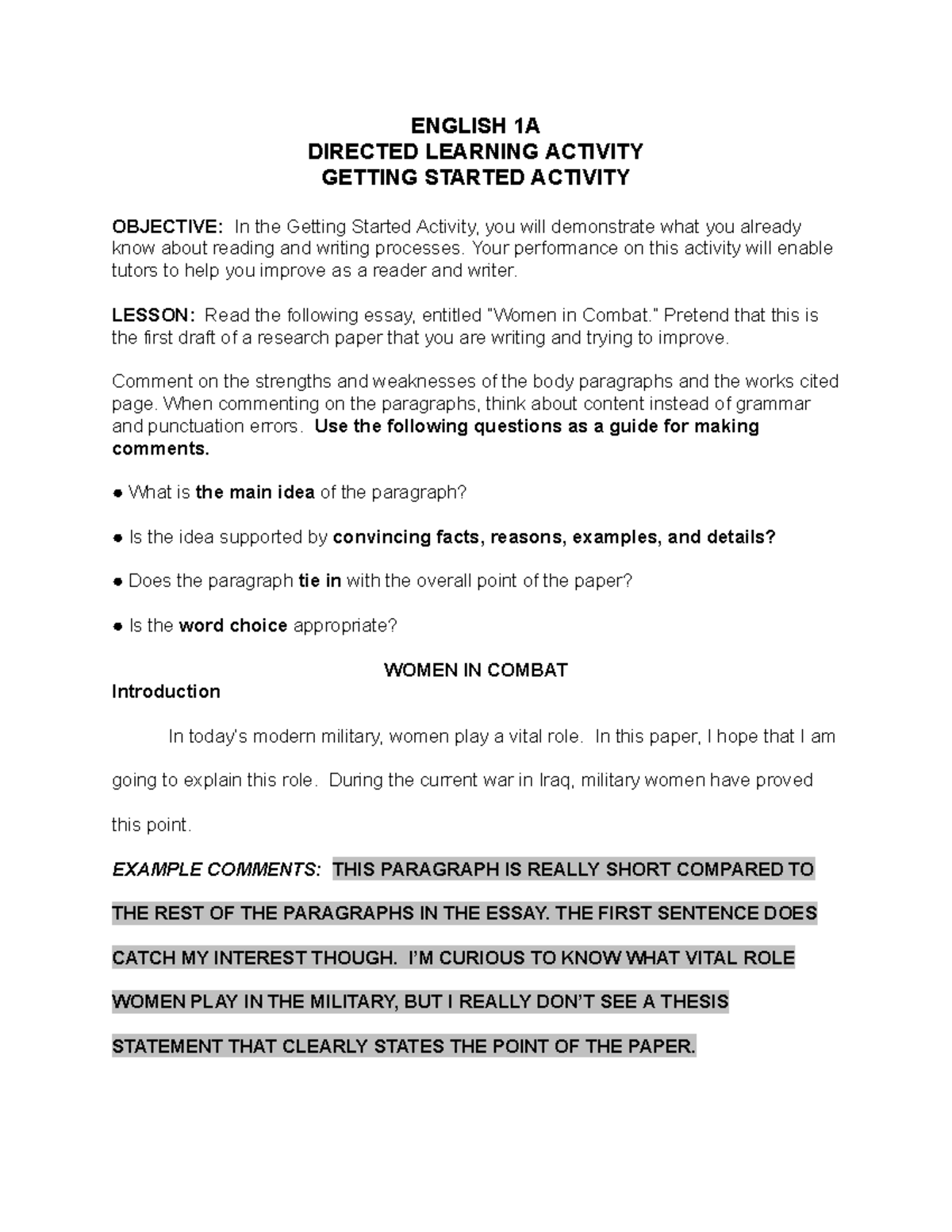 Copy of Copy of 1A getting started cowdla 5 16 - ENGLISH 1A DIRECTED ...