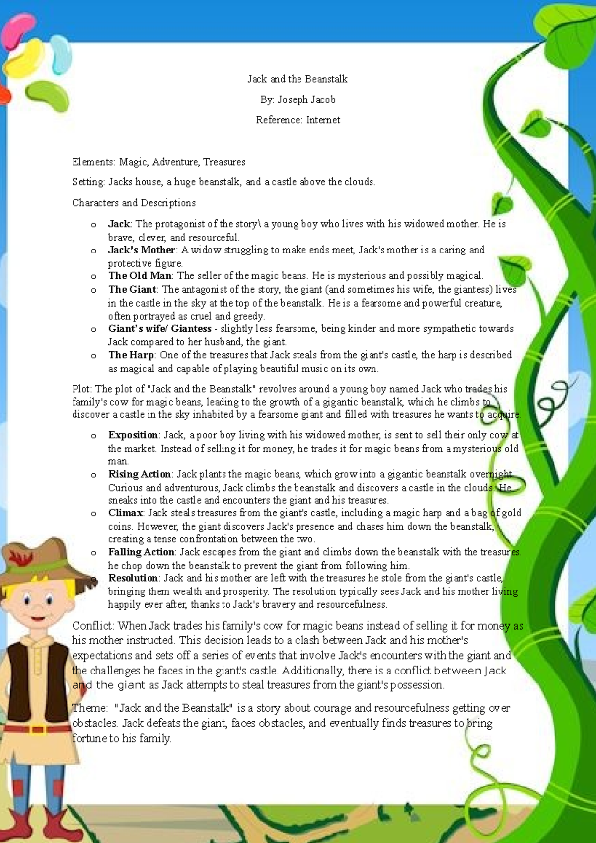 Story-report - Jack and the Beanstalk By: Joseph Jacob Reference ...