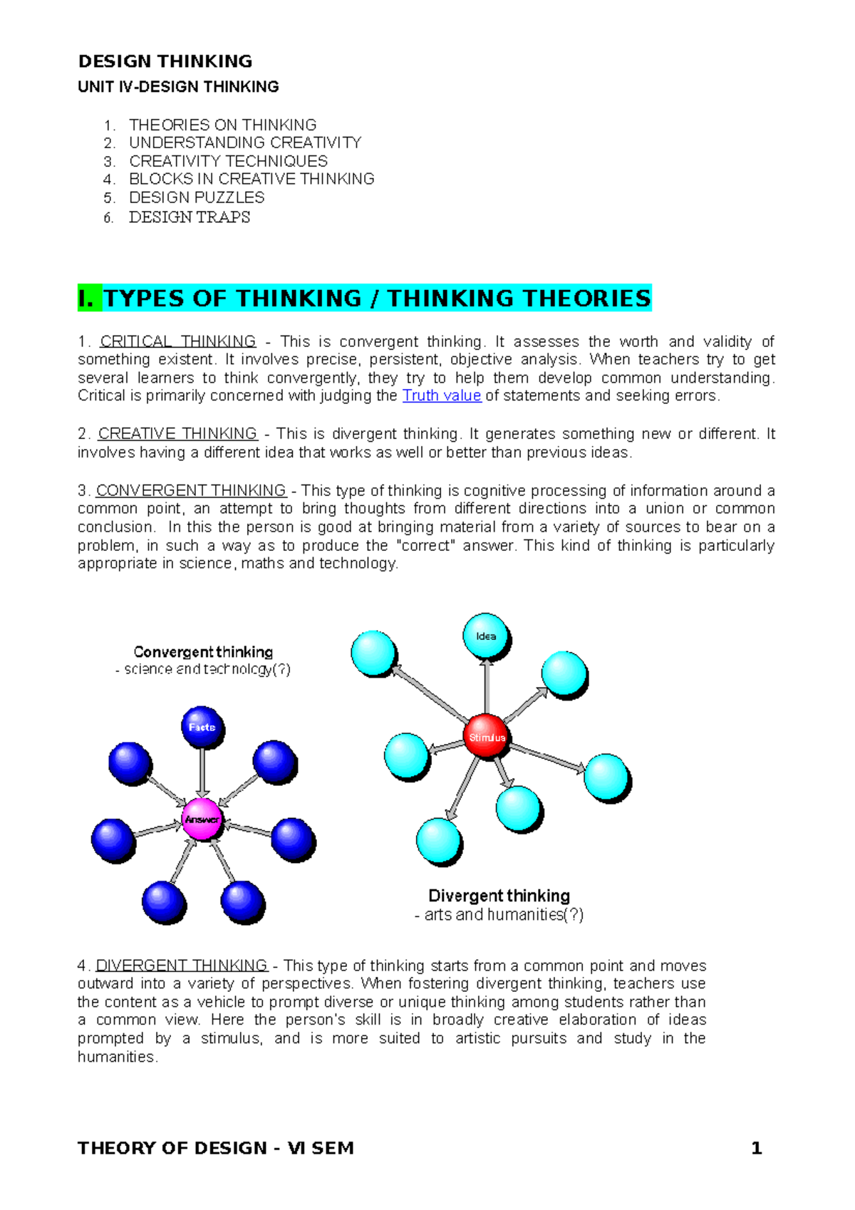 4.UNIT IV Final theory of design - UNIT IV-DESIGN THINKING 1. THEORIES ...