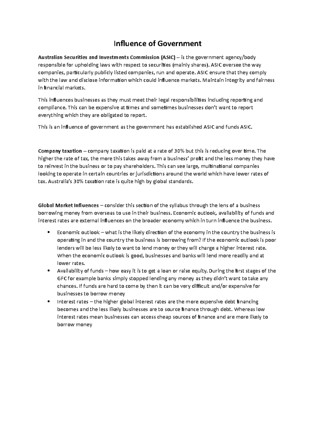 Inflence gov - influence - Influence of Government Australian ...