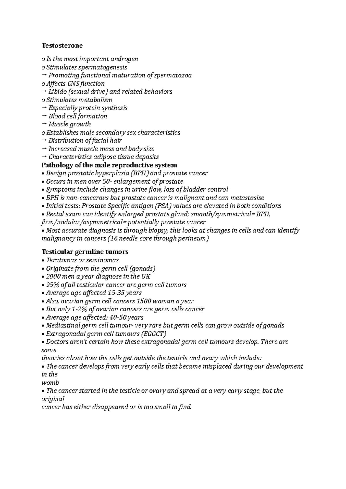 Testosterone - Lecture notes Notes taken during class of anatomy ...