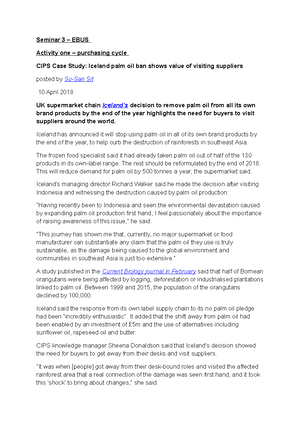 Seminar one- EBUS - summary and tutorial work. help with models and ...