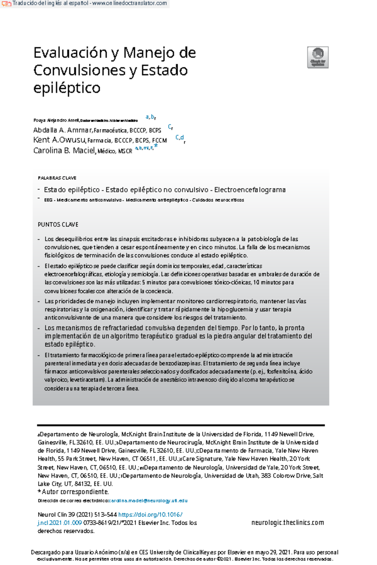 Evaluación y manejo Status convulsivo (1) - Evaluación y Manejo de ...