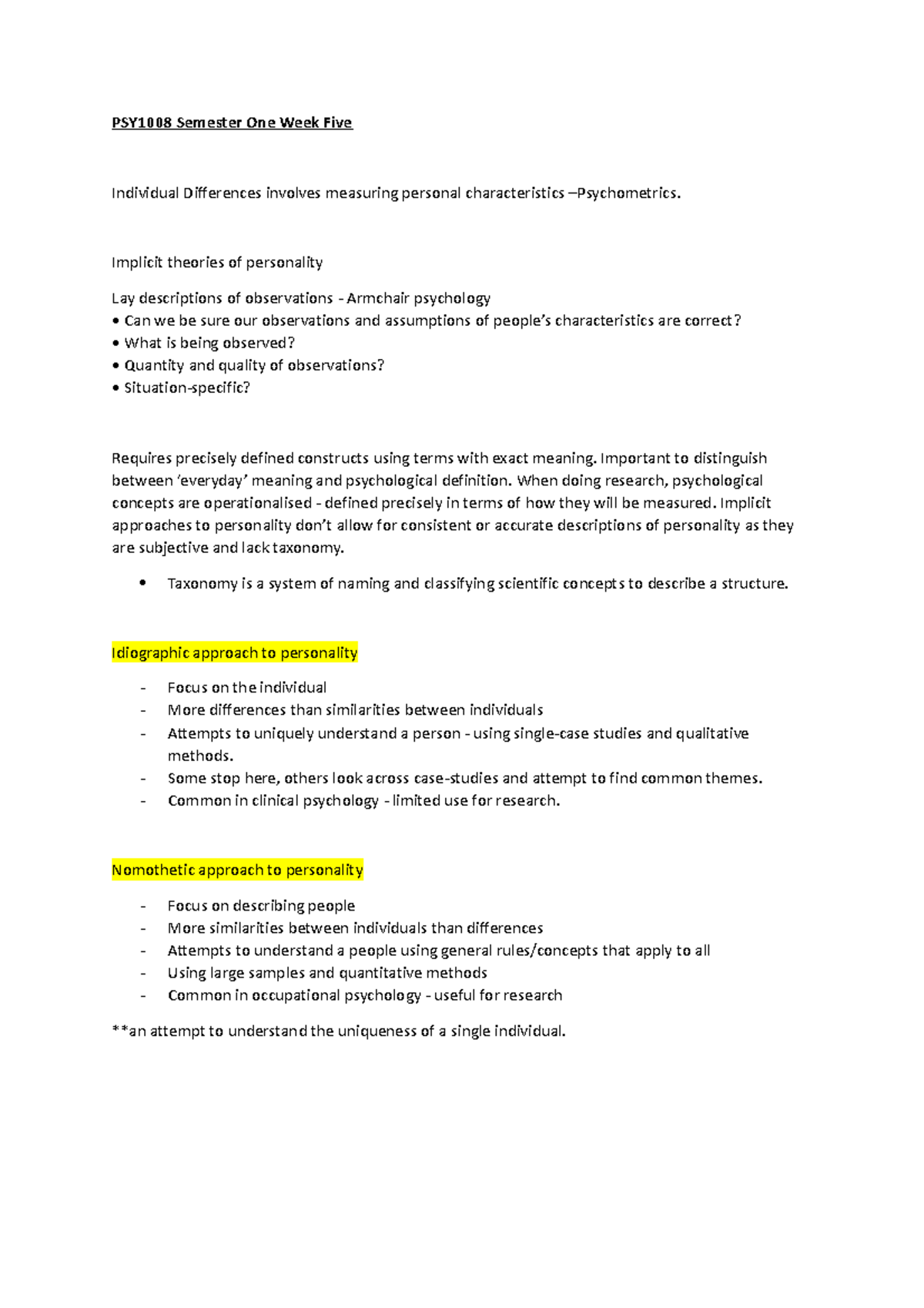 Individual Differences - PSY1008 Semester One Week Five Individual ...