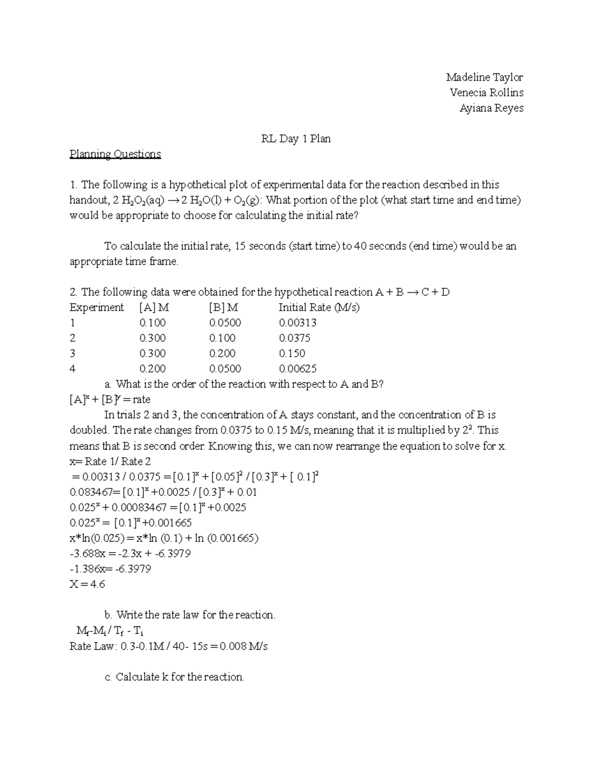 RL Day 1 Planning questions - Madeline Taylor Venecia Rollins Ayiana ...