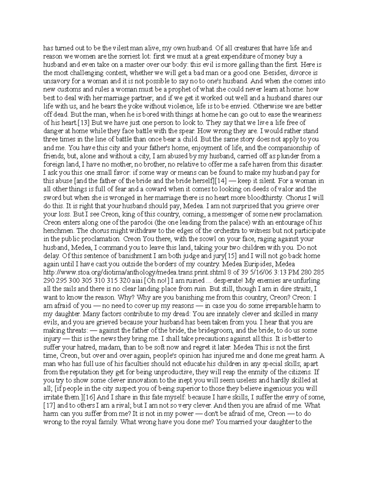 The Medea scene 3: PDF (translated and edited) - has turned out to be the vilest man alive, my ...