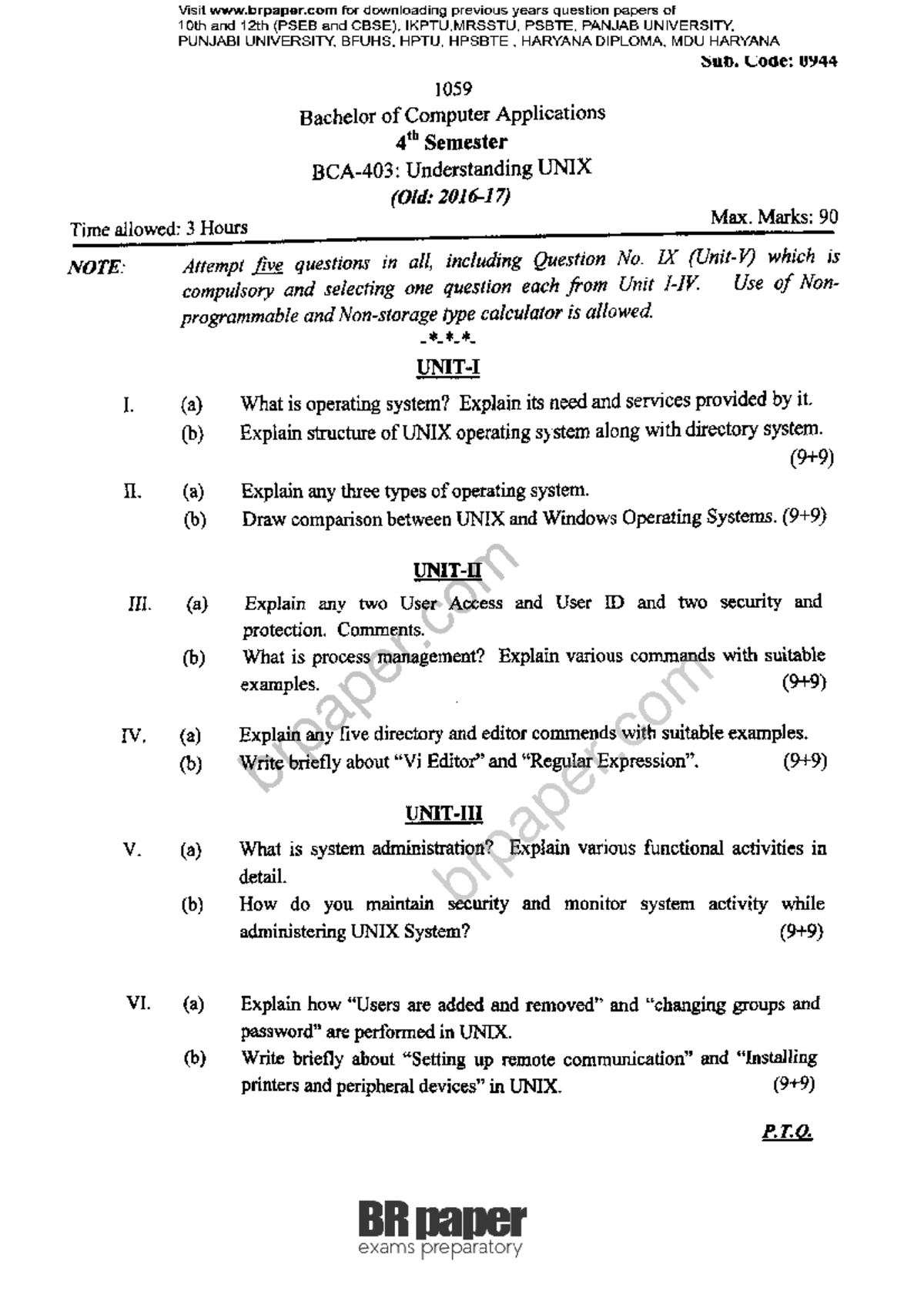 UNIX(4th)May2019 - Nice good very good i like it Ghuk hhffftu hutry - B.Tech - brpaper brpaper ...