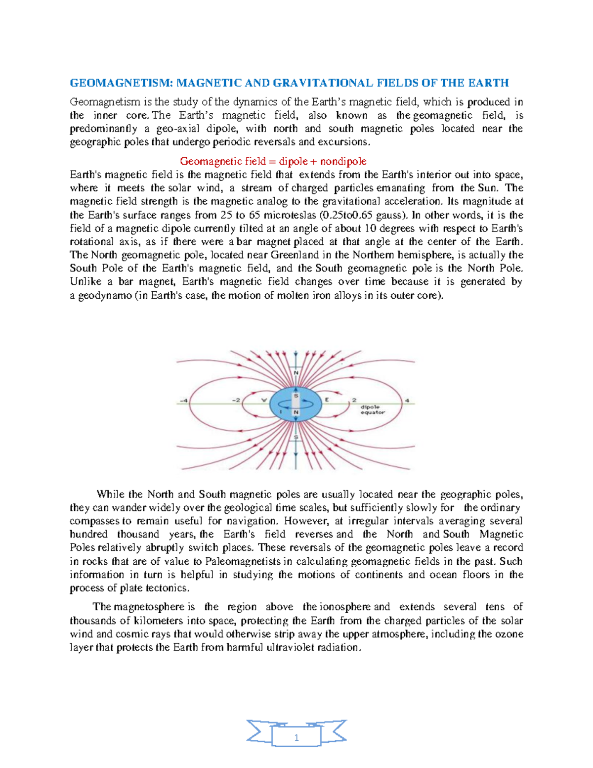 Geomagnetism Magnetic AND Gravitational Fields OF THE Earth ...